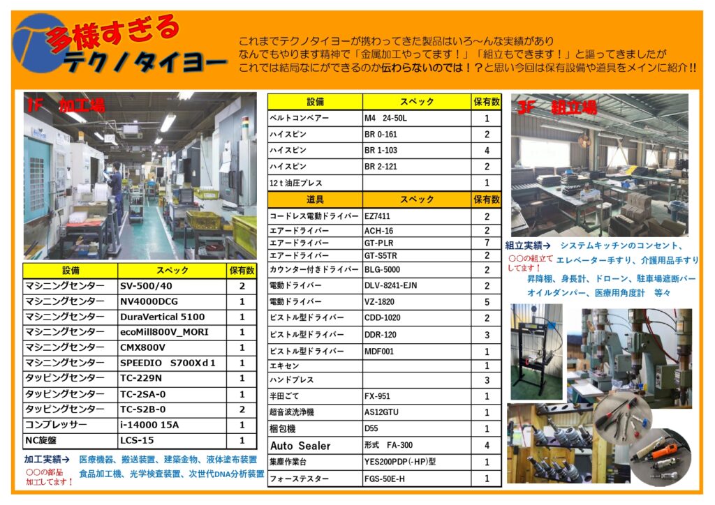 多様すぎるテクノタイヨー 各種金属の切削加工、マシニング加工のことなら大阪府堺市のテクノタイヨー テクノタイヨーは金属加工はもちろんの